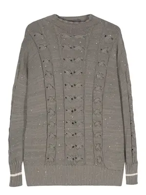 Lorena Antoniazzi Sequin-embellished Cable-knit Jumper - Grey