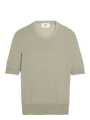 AMI Textured Round-neck Knitted Top