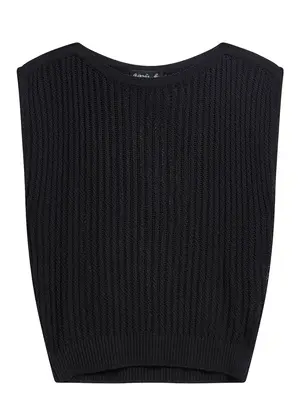 AGNÈS B. Semi-sheer Ribbed Knit Top - Black