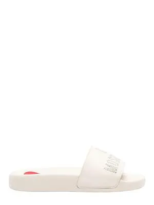 Moschino Logo-embellished Slip-on Sandals - White