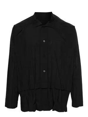 Issey Miyake Layered Plissé Shirt - Black