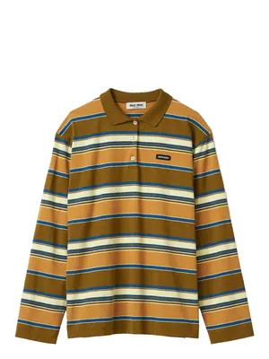 MIU MIU Miu Miu Striped Cotton Polo Shirt