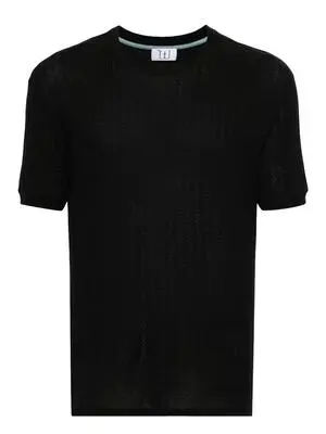 WINNIE N.Y.C Pointelle-knit Cotton T-shirt - Black