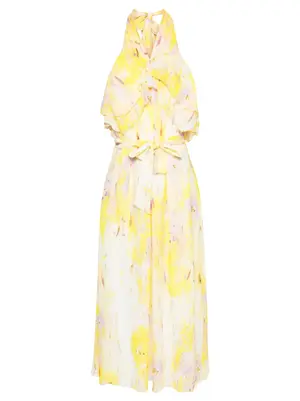 MSGM Floral-print Maxi Dress - Yellow