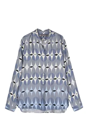Lorena Antoniazzi Monogram-pattern Silk Shirt - Blue