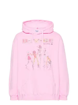 DOUBLET Graphic-print Cotton Hoodie - Pink