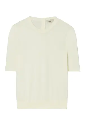 Tory Burch Fine-knit Silk-blend Top - Neutrals