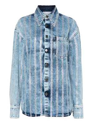 Giuseppe Di Morabito Crystal-embellished Denim Shirt - Blue