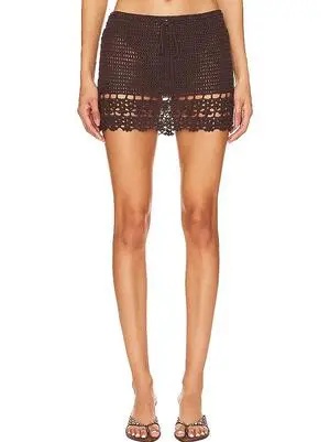 MORE TO COME Elliana Crochet Mini Skirt - Brown