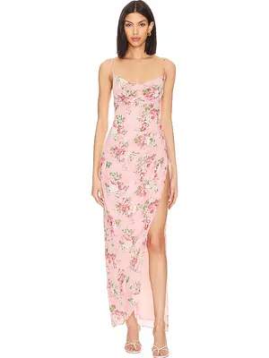 MORE TO COME Catalina Wrap Maxi Dress - Pink Floral