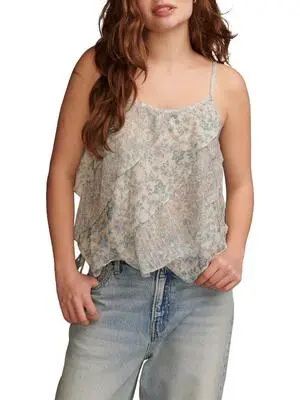 Lucky Brand Asymmetric Ruffle Camisole - Egret Multi