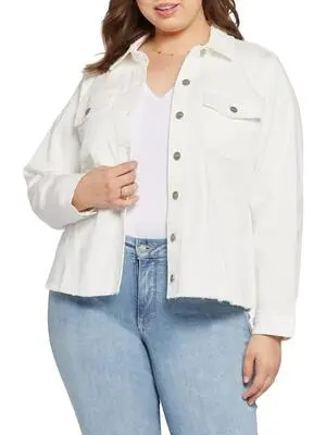 NYDJ Fray Hem Denim Trucker Jacket - Optic White