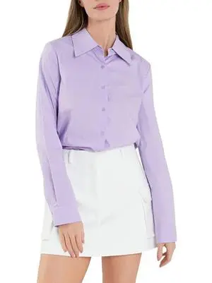 English Factory Accent Collar Poplin Shirt - Lavender