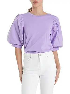 English Factory Mix Media Cotton Top - Lavender