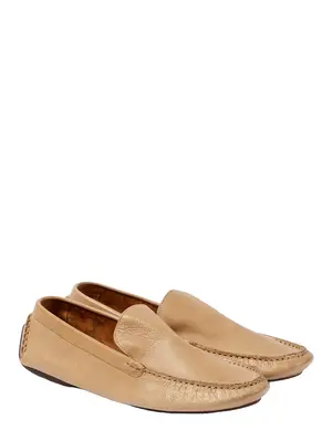 THE ROW Lucca Leather Loafers - Beige