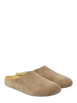 THE ROW Gray Leather Suede Mules - Brown