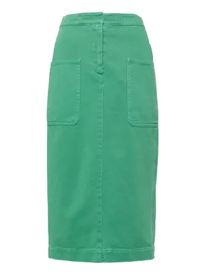 Max Mara Werther Cotton Drill Midi Skirt - Green
