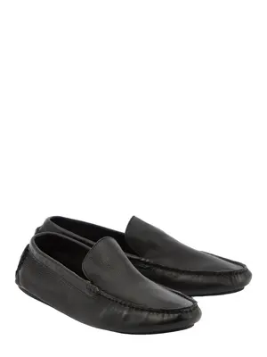 THE ROW Lucca Leather Moccasins - Black