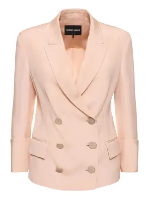 Giorgio Armani GIORGIO ARMANI Glittered Silk Double Breasted Blazer Pink
