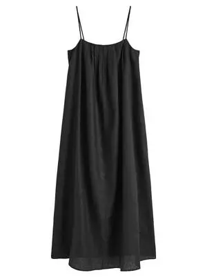 Cos Pleated Linen Maxi Dress - Black