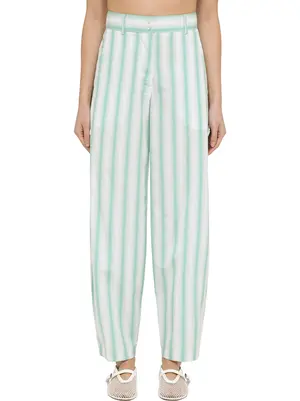 MARGAUX LONNBERG Beatty Striped Cotton Trousers - Green
