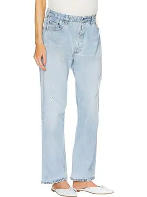 ALIGRACE Vintage Maternity Baggy Jeans Light