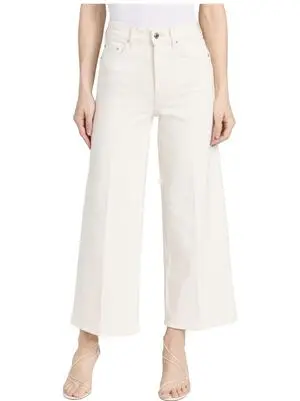 LE JEAN White Cotton Wide Leg Ankle Jeans - Bone