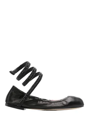 Rene Caovilla Cleo Crystal-embellished Ballerina Shoes - Black