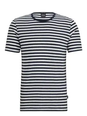 BOSS Striped Cotton-linen T-shirt