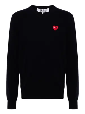 Play Comme Des Garcon Logo-patch Wool Jumper - Blue