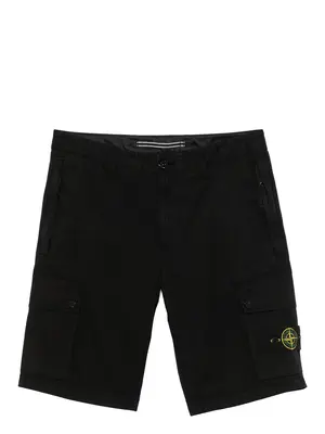 Stone Island Supima Cotton Cargo Shorts - Black