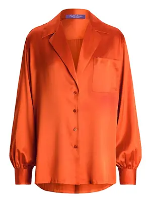 Ralph Lauren Stretch-silk Long-sleeve Shirt - Orange