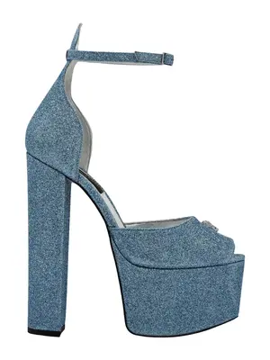 Philipp Plein Glitter 120mm Platform Pumps - Blue