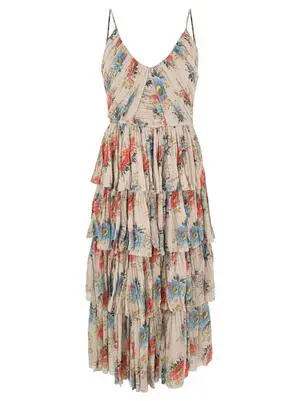 Sea Roanna Floral-print Midi Dress - Neutrals