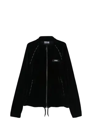 Versace Logo-appliqué Velour Jacket - Black