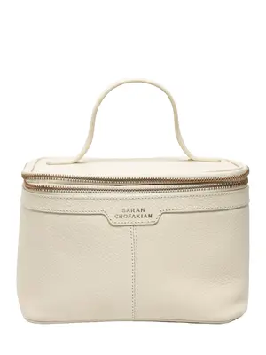 STUDIO CHOFAKIAN Logo-print Leather Makeup Bag - White