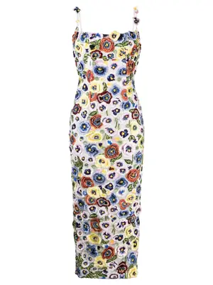Rachel Gilbert Camden Floral-embroidered Midi Dress - Multicolour