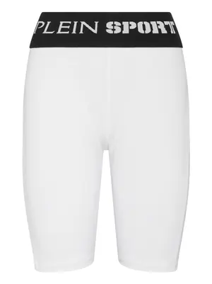 PLEIN SPORT Logo Waistband Cycling Shorts - White