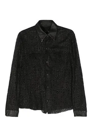SALVATORE SANTORO Perforated Leather Shirt - Black