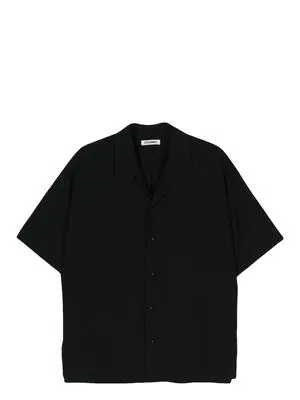 Attachment Notched-collar Wool Shirt - Black