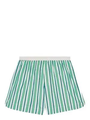 GANNI Striped Cotton Mini Shorts - Green