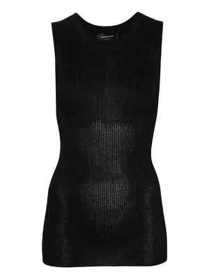 Fabiana Filippi Metallic-thread Ribbed Tank Top - Black