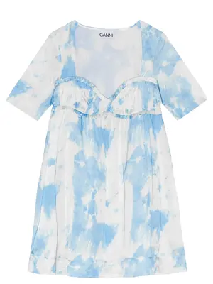 GANNI GANNI Graphic-Print Satin Mini Dress
