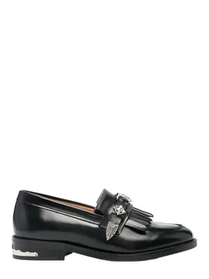 Toga Stud-embellished Leather Loafers - Black