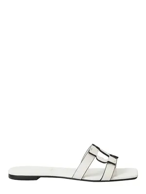 Simkhai Monogram Leather Sandals Ivory