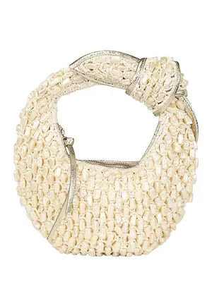 Poolside Poolside Artisanal Raffia & Imitation Pearl Top Handle Bag Pearl