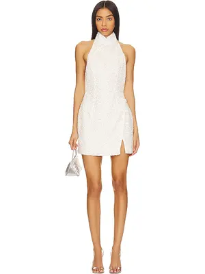 SAU LEE Maeve Embellished Mini Dress - White