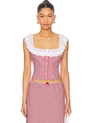 GUIZIO Paloma Top - Gingham Poppy