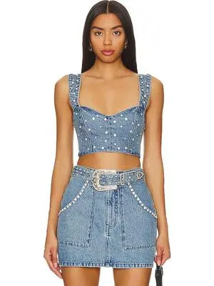 Show Me Your Mumu Shania Top - Indigo Rhinestone