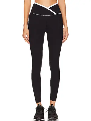 Year Of Ours Ribbed Two Tone Veronica Legging In Black - Black & White